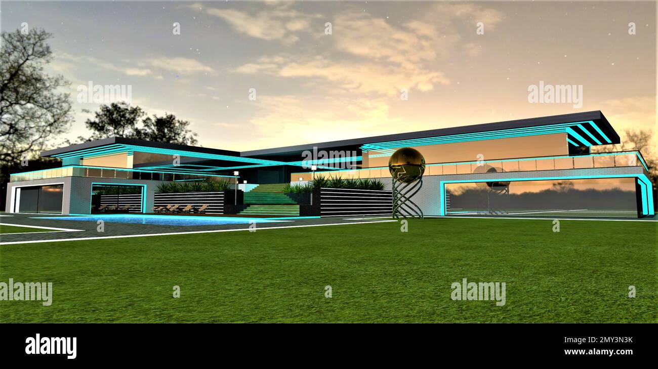 Exclusive design of the luxury real estate. Night view. Elegant ...