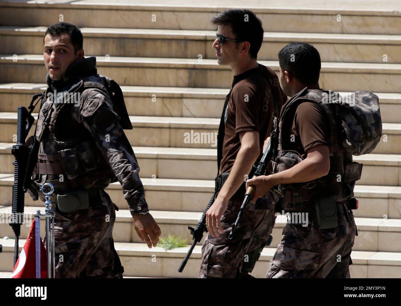 Members of Turkish special police forces patrol around Marmara ...