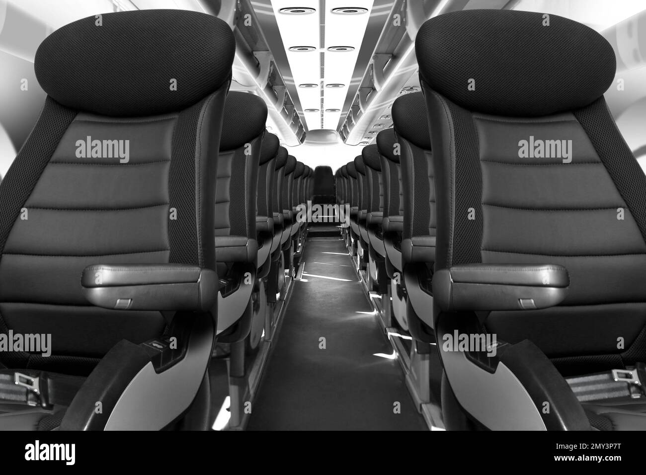 Modern airplane cabin with comfortable seats Stock Photo - Alamy