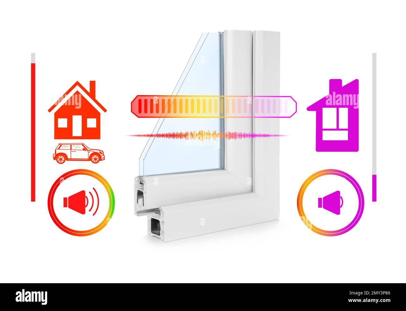 Window profile sample and illustrations on white background ...