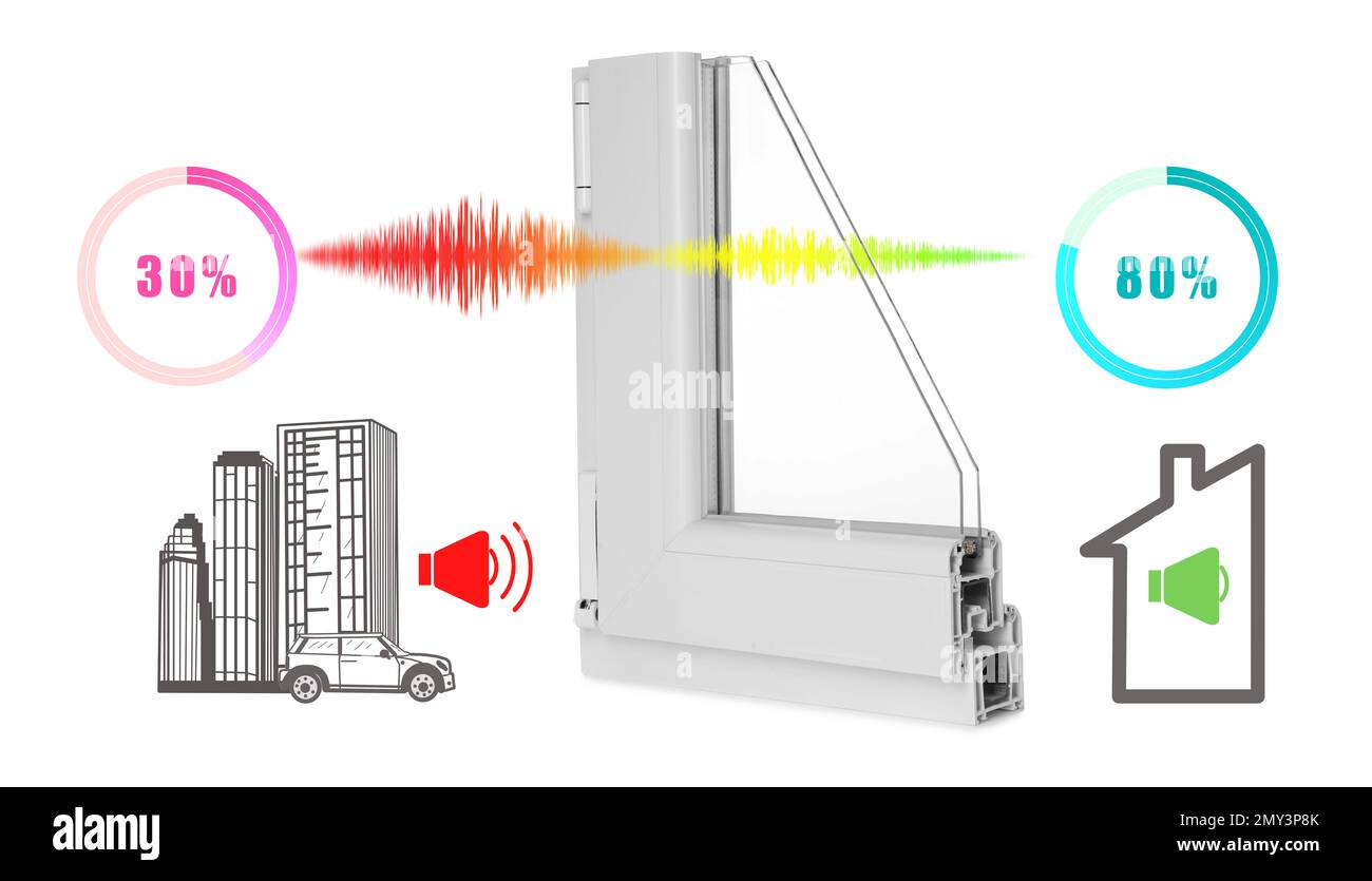 Window profile sample and illustrations on white background ...
