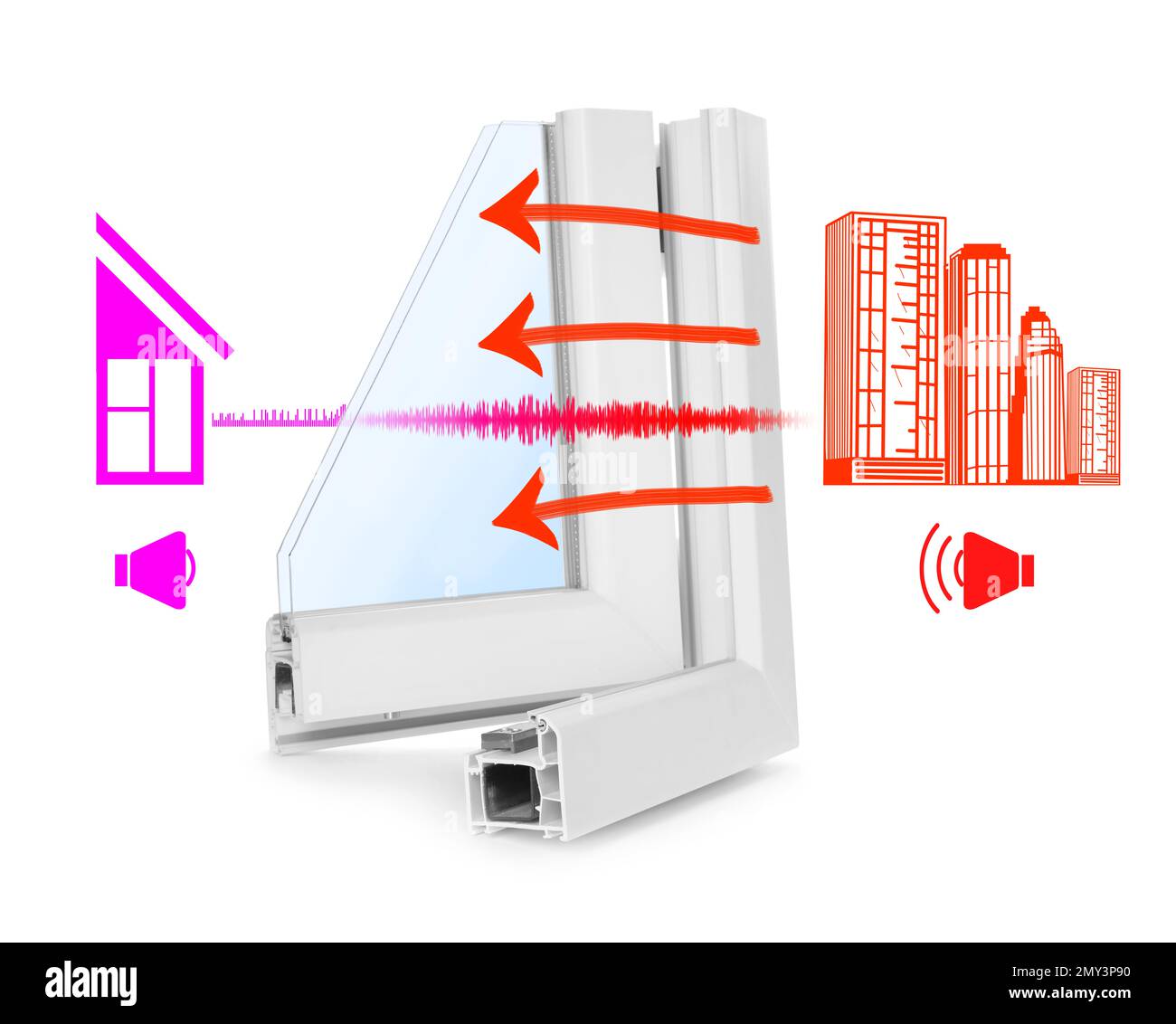 Window profile sample and illustrations on white background ...