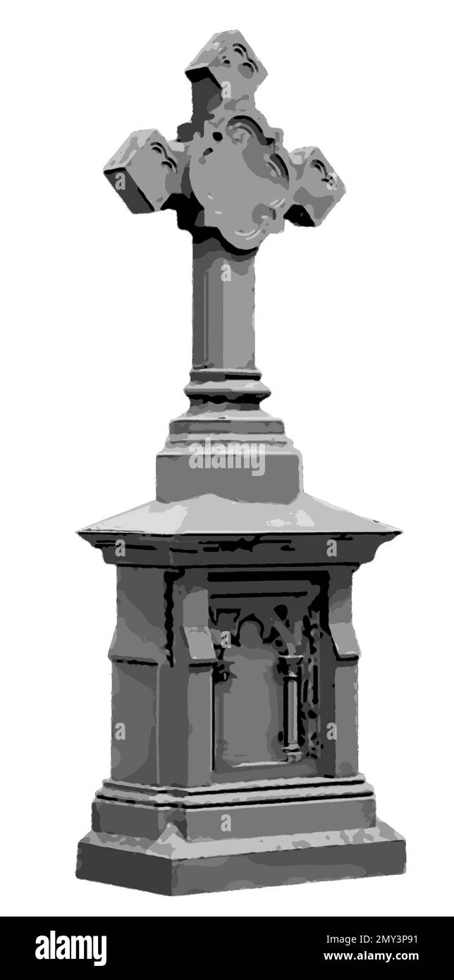 Old creepy headstone illustration on white background Stock Photo - Alamy