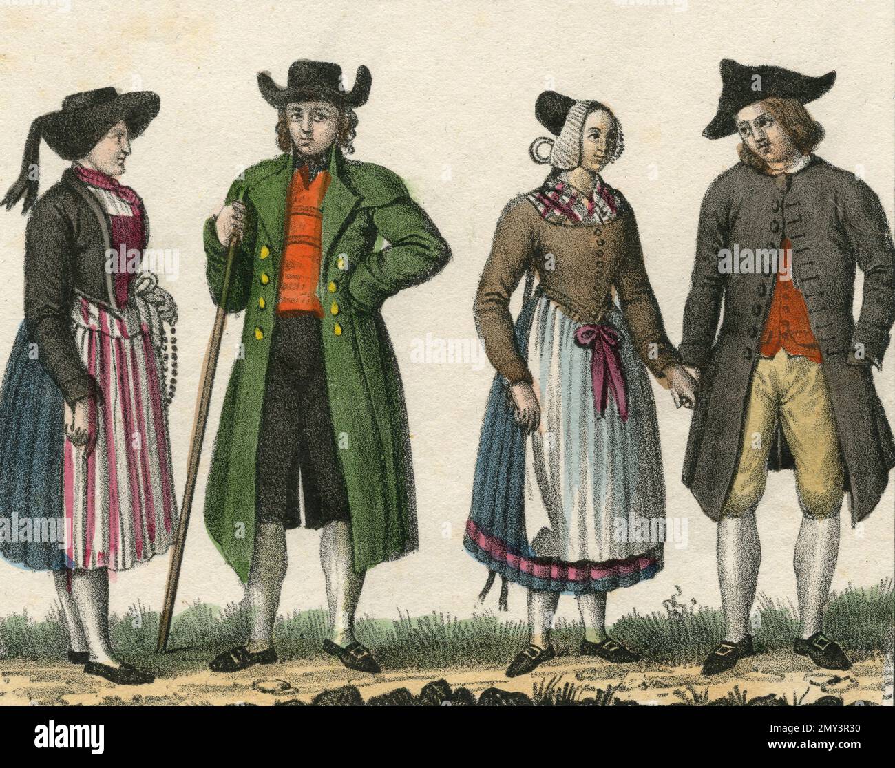 Costumes of Germany: Baden citizens, Wirtemberg citizens, color ...