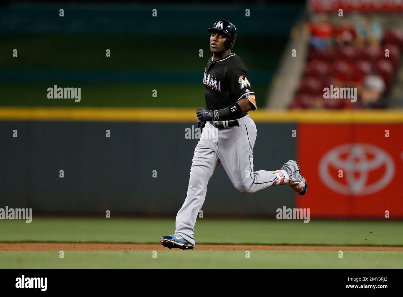 Miami Marlins Marcell Ozuna rounds the bases with a two-run homer off ...