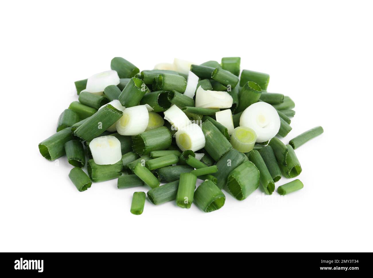 Cut green spring onion isolated on white Stock Photo - Alamy