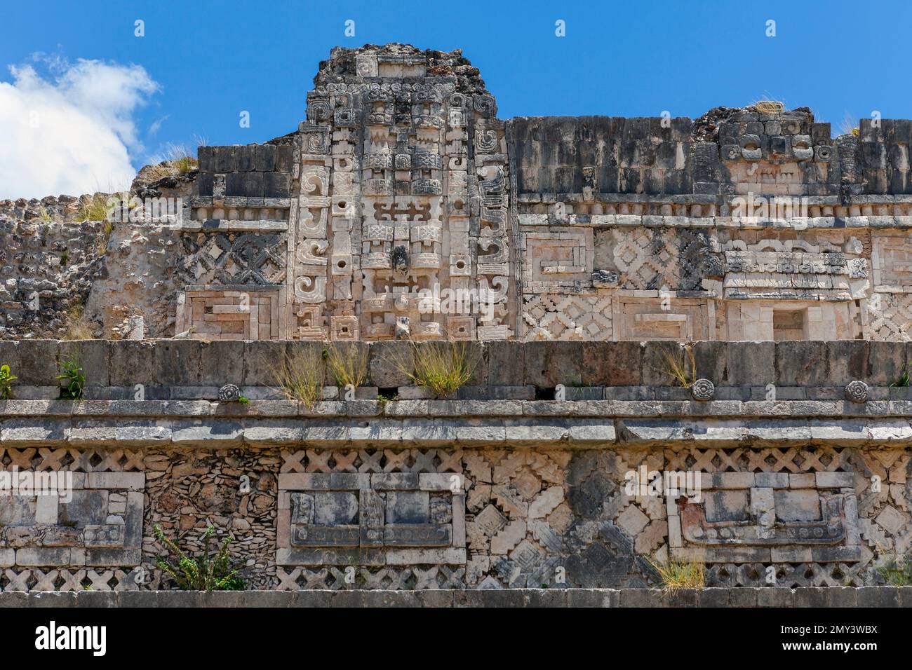 Mayan wall carvings at the Nunnery Quadrangle, Uxmal, Yucatan, Mexico ...