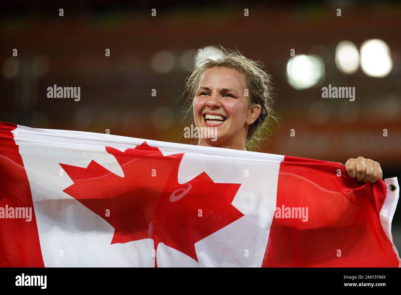 Canada's Erica Elizabeth Wiebe celebrates after winning the gold medal ...