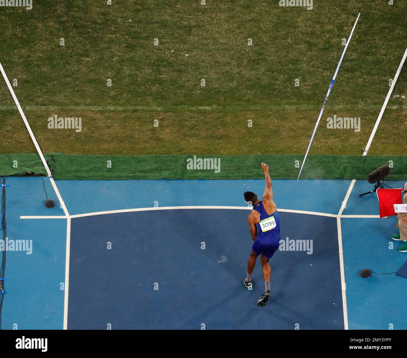 United States' Jeremy Taiwo throws a javelin as part of the decathlon ...