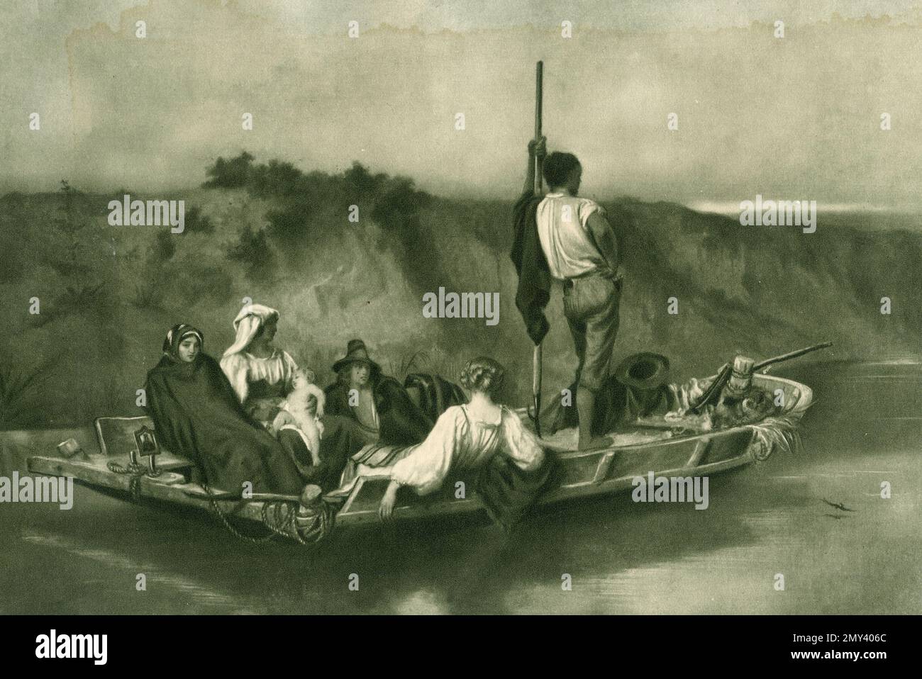 The Mal'aria, lithography from the painting of French artist Ernest ...