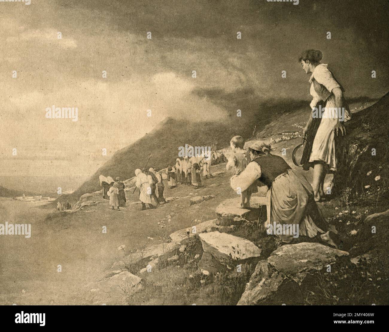 Spes Nostra Salve, lithography from the painting of Italian artist ...