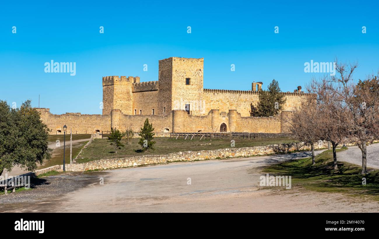 Medieval castle of Pedraza built on the esplanade of the fields of ...