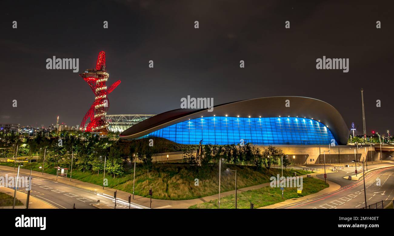 Night view of the Olympic Stadium London, the home of West Ham United ...
