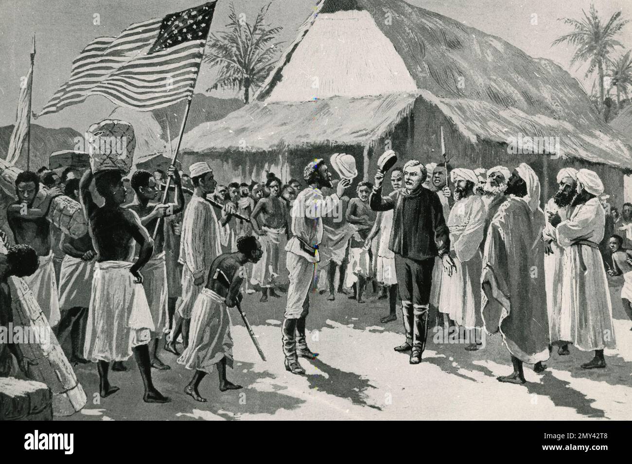 Meeting of the British explorer David Livingston with the Stanley ...