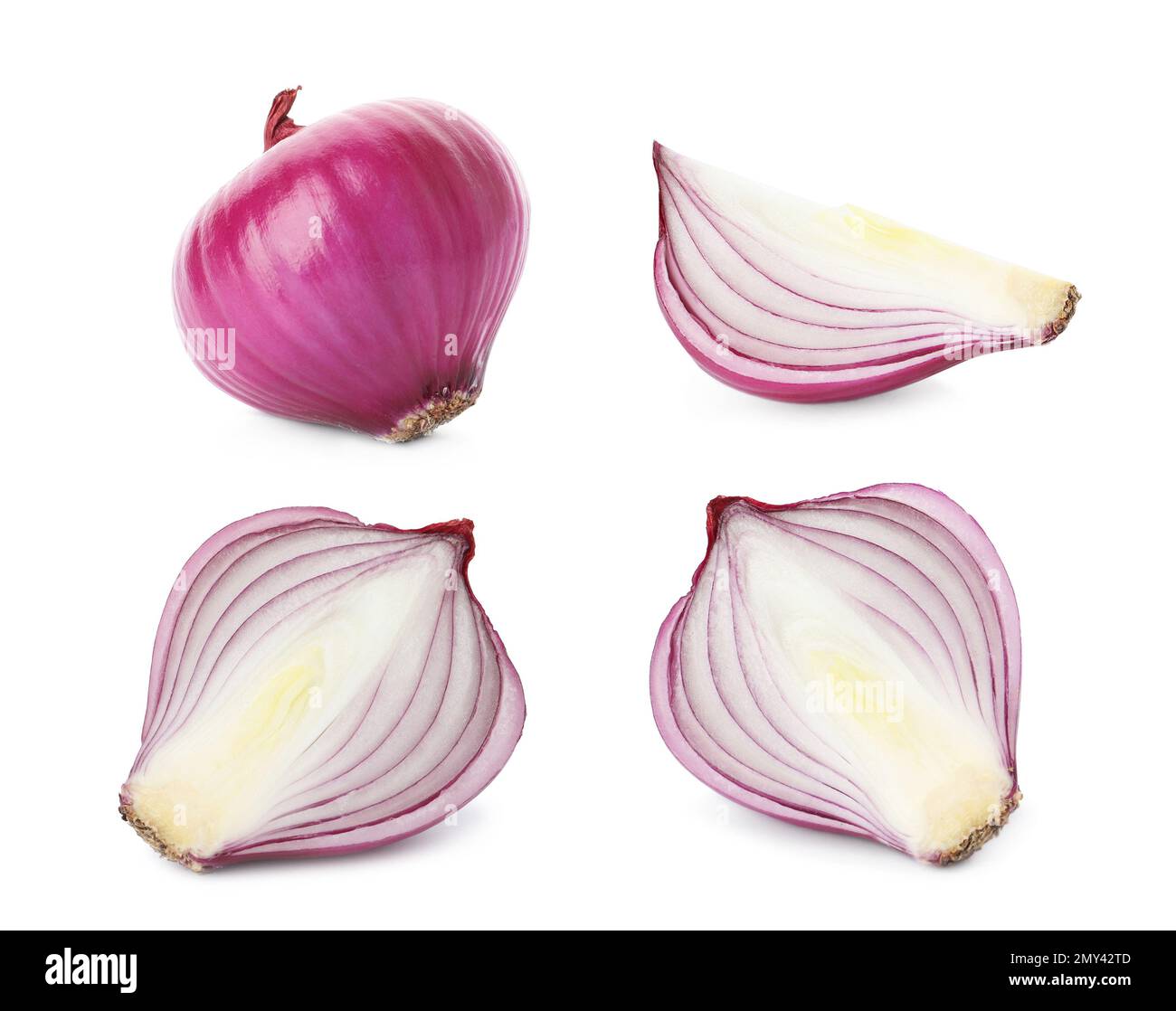Cut and whole red onion on white background Stock Photo - Alamy