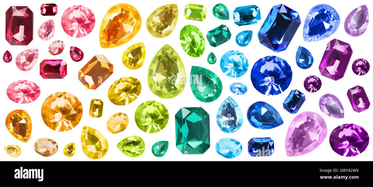 Set of bright gemstones isolated on white. Banner design Stock Photo ...