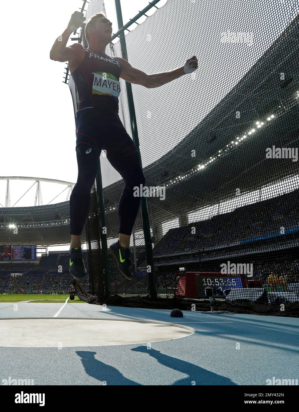 France's Kevin Mayer makes an attempt in the decathlon discus throw ...