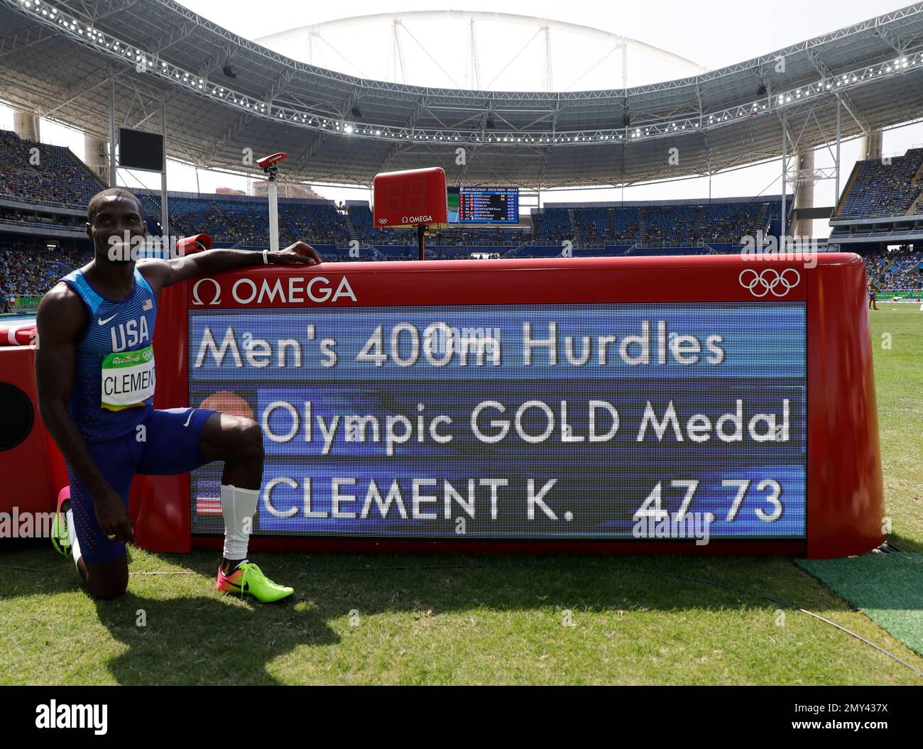 United States' Kerron Clement celebrates winning gold in the men's 400 ...