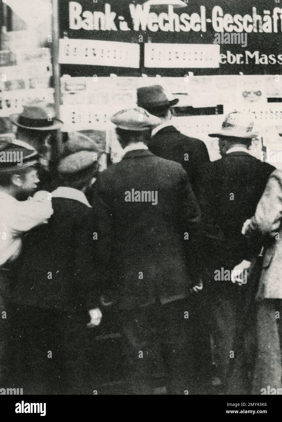 People gathered in front of a bank during hyperinflation, Germany 1920s ...