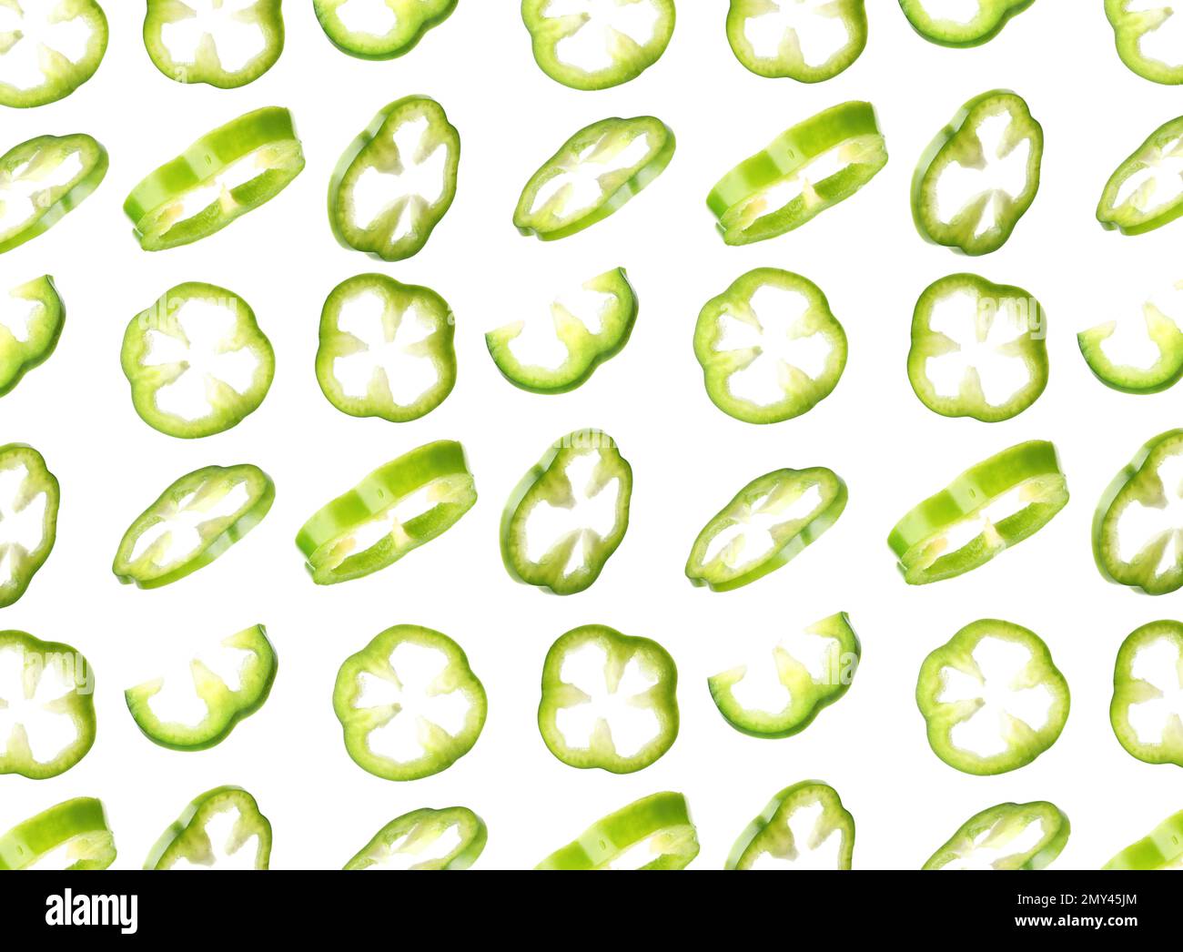Set of green bell pepper slices on white background Stock Photo - Alamy