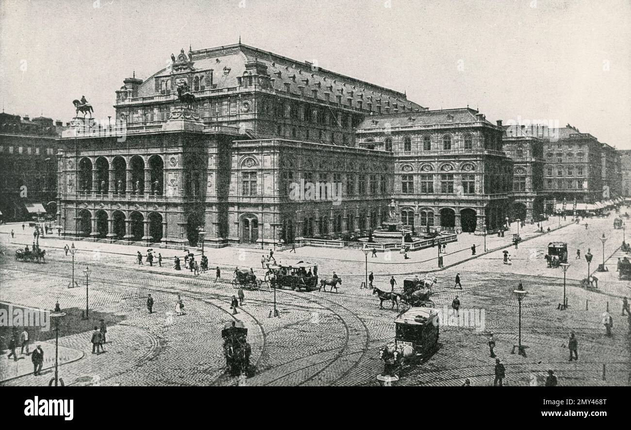 View of the Imperial Opera House in Vienna, Austria, 1800s Stock Photo ...