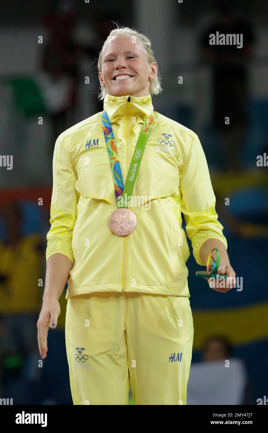Sweden's Anna Jenny Fransson, bronze medalist, poses during the medals ...