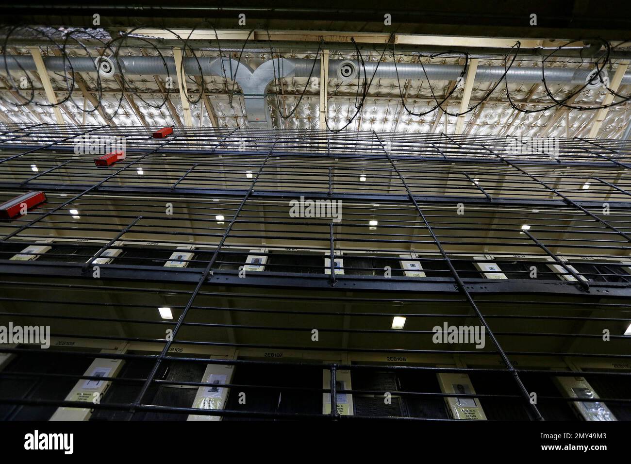 Shown are cells in the east block of death row at San Quentin State ...