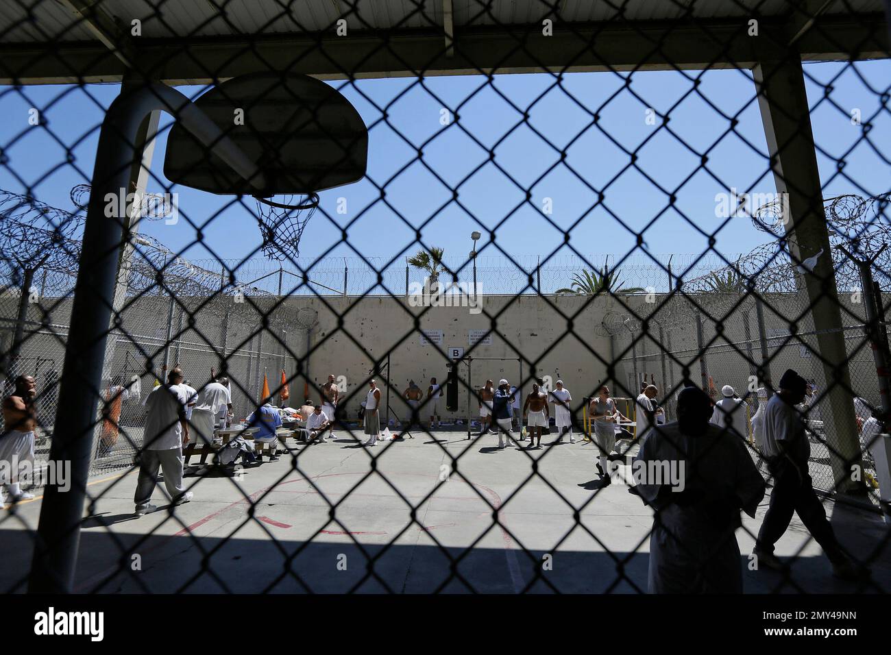 Condemned inmates use an exercise yard in the east block of death row ...