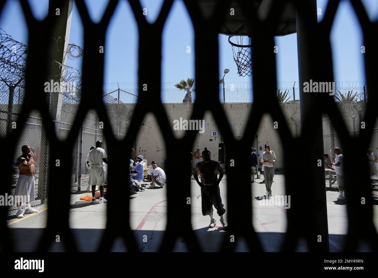 Condemned inmates use an exercise yard in the east block of death row ...