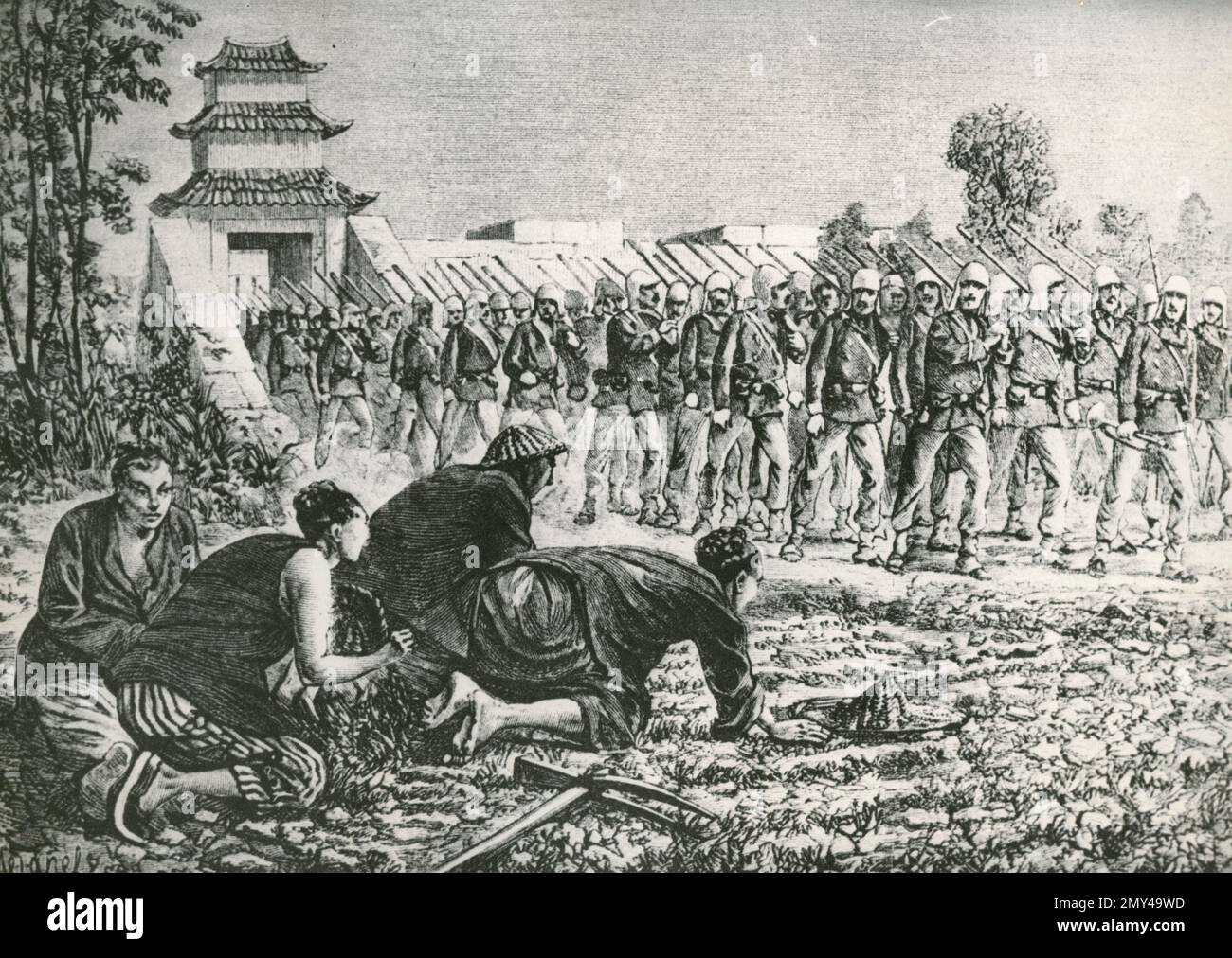 French troop in Tonkin, 1873, illustration Stock Photo - Alamy