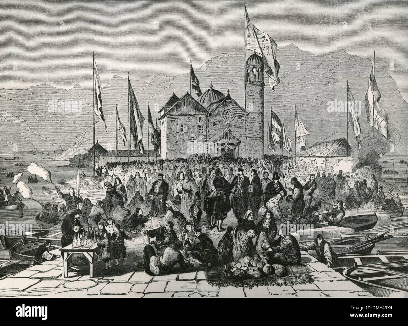 View of the Madonna dello Scarpello on the rocks, Perast, Dalmatia ...