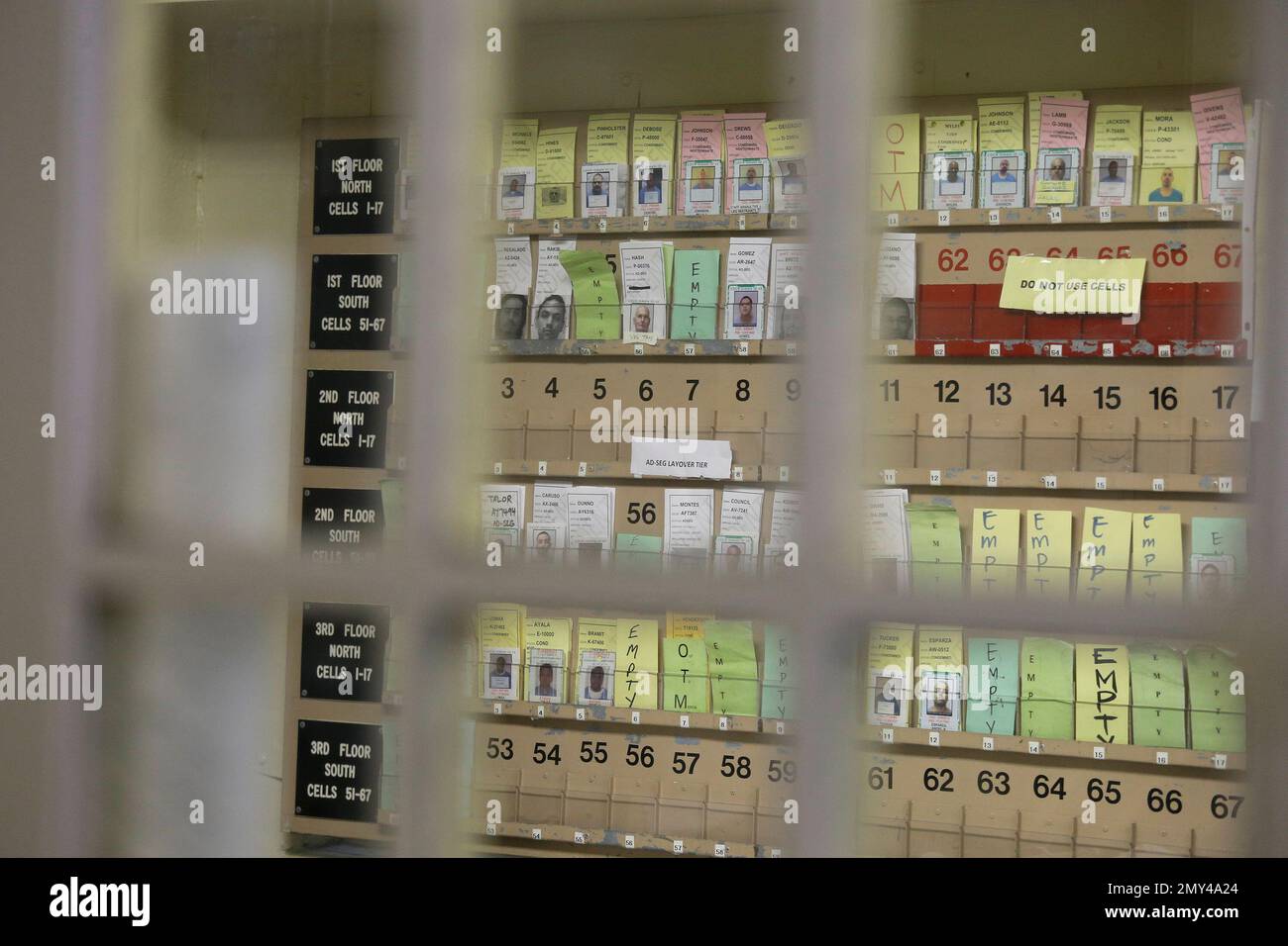 A wall board keeps tracks of condemned inmates that are in the ...