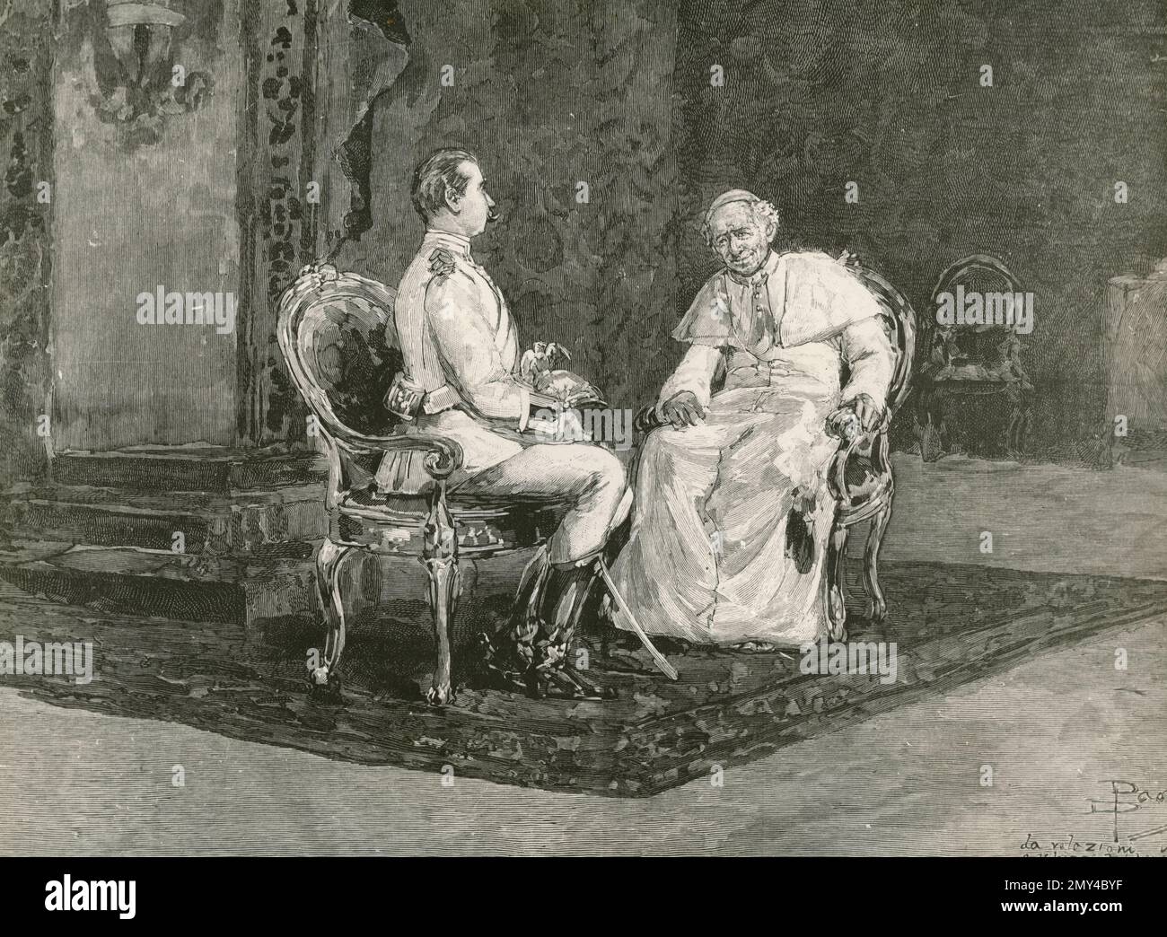 Pope Leo XIII and German Emperor Wilhelm II at a meeting, Vatican City ...