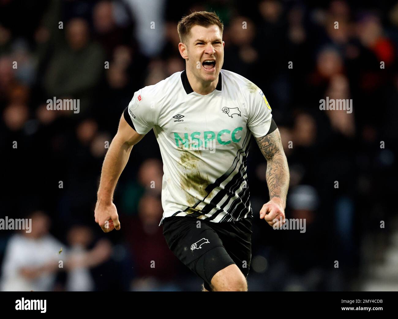 Derby County's James Collins celebrates scoring his sides fourth goal ...