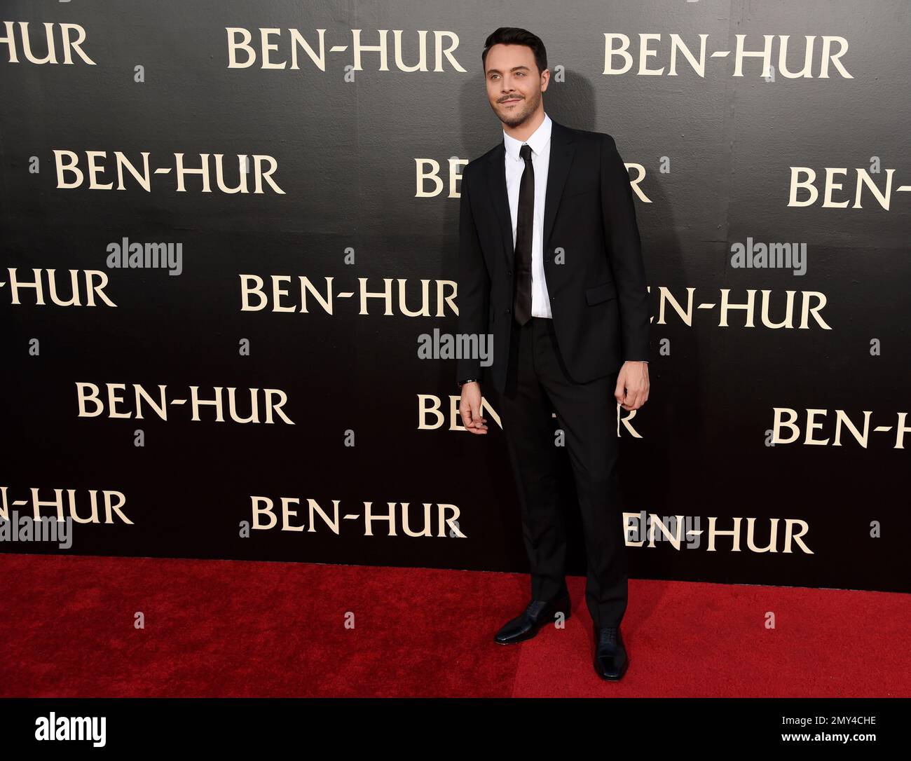 Jack Huston, star of "Ben-Hur" poses at the premiere of the film at the ...
