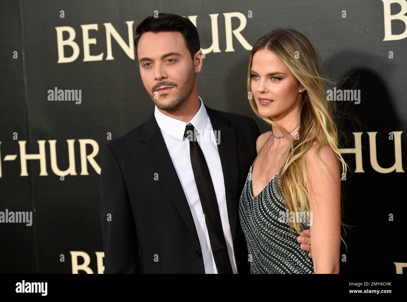 Jack Huston, star of "Ben-Hur," poses with his partner Shannan Click at ...