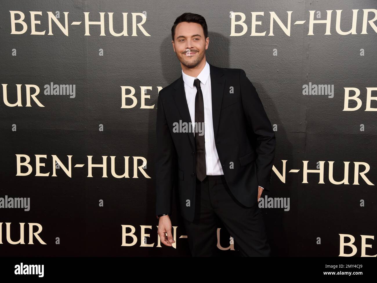 Jack Huston, star of "Ben-Hur" poses at the premiere of the film at the ...