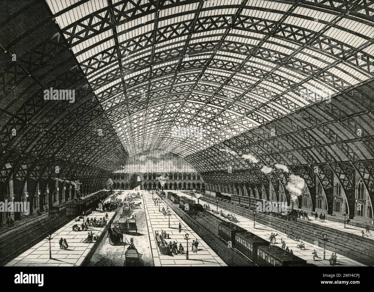 View of the St Pancras railway station, London, England, 1800s ...