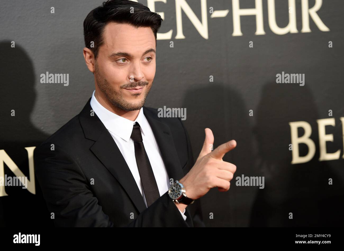 Jack Huston, the star of "Ben-Hur," poses for photographers at the ...