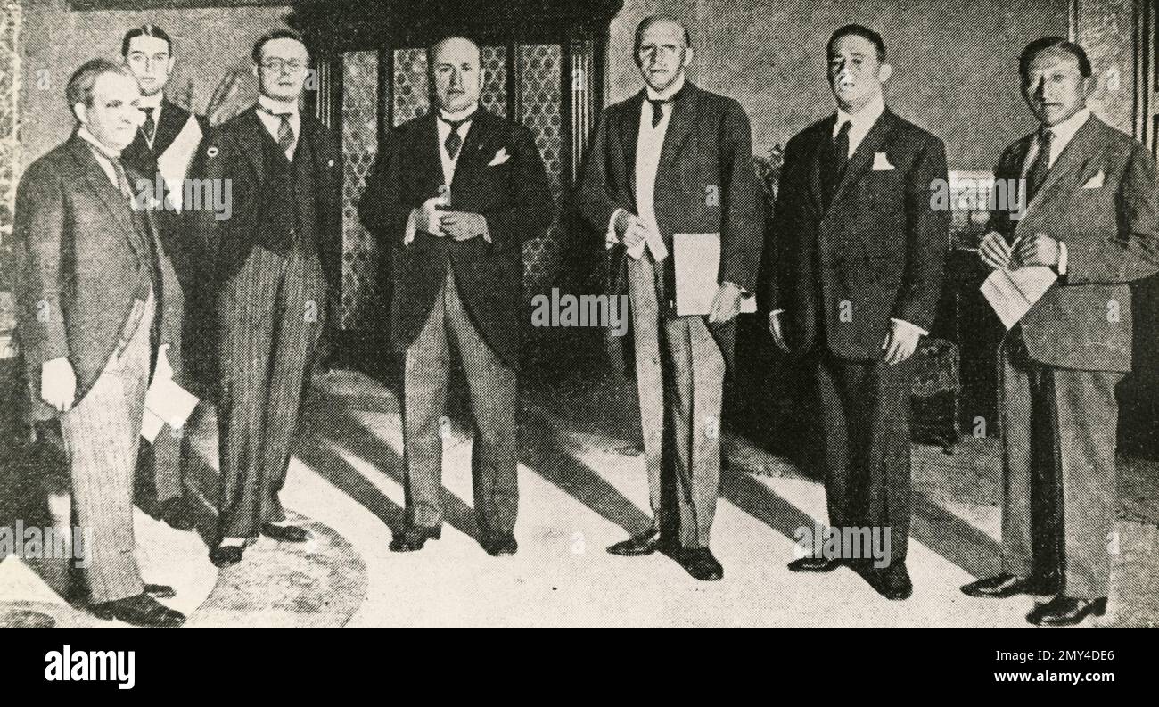 Italian dictator Benito Mussolini and Swiss Minister Wagniere with ...