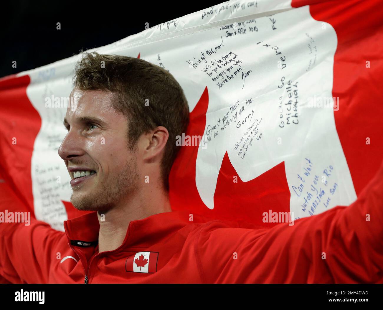 Canada's Derek Drouin celebrates after winning the gold medal in the ...