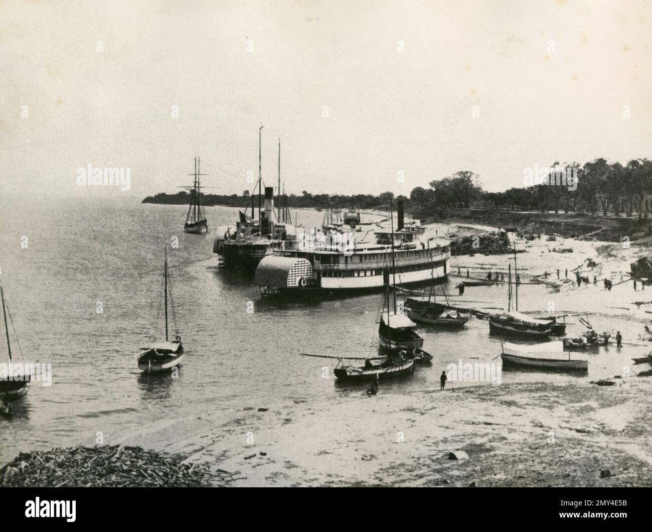 View of Ciudad Bolivar, or Bolivar City, port, Venezuela, 1800s Stock ...