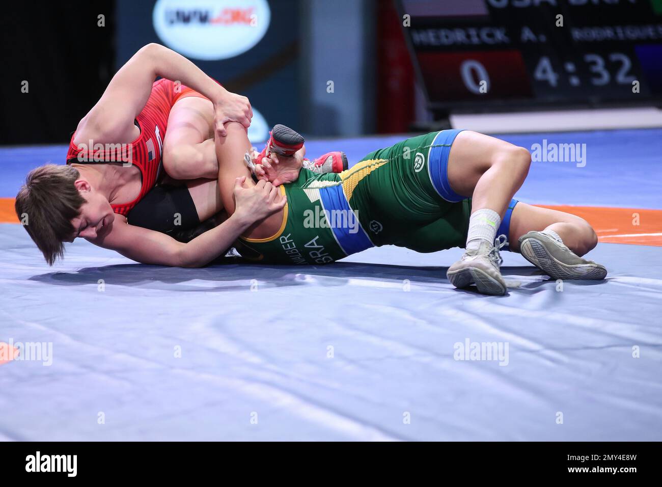 ZAGREB, CROATIA – FEBRUARY 04: Alexandra Wray Hedrick of USA (red ...