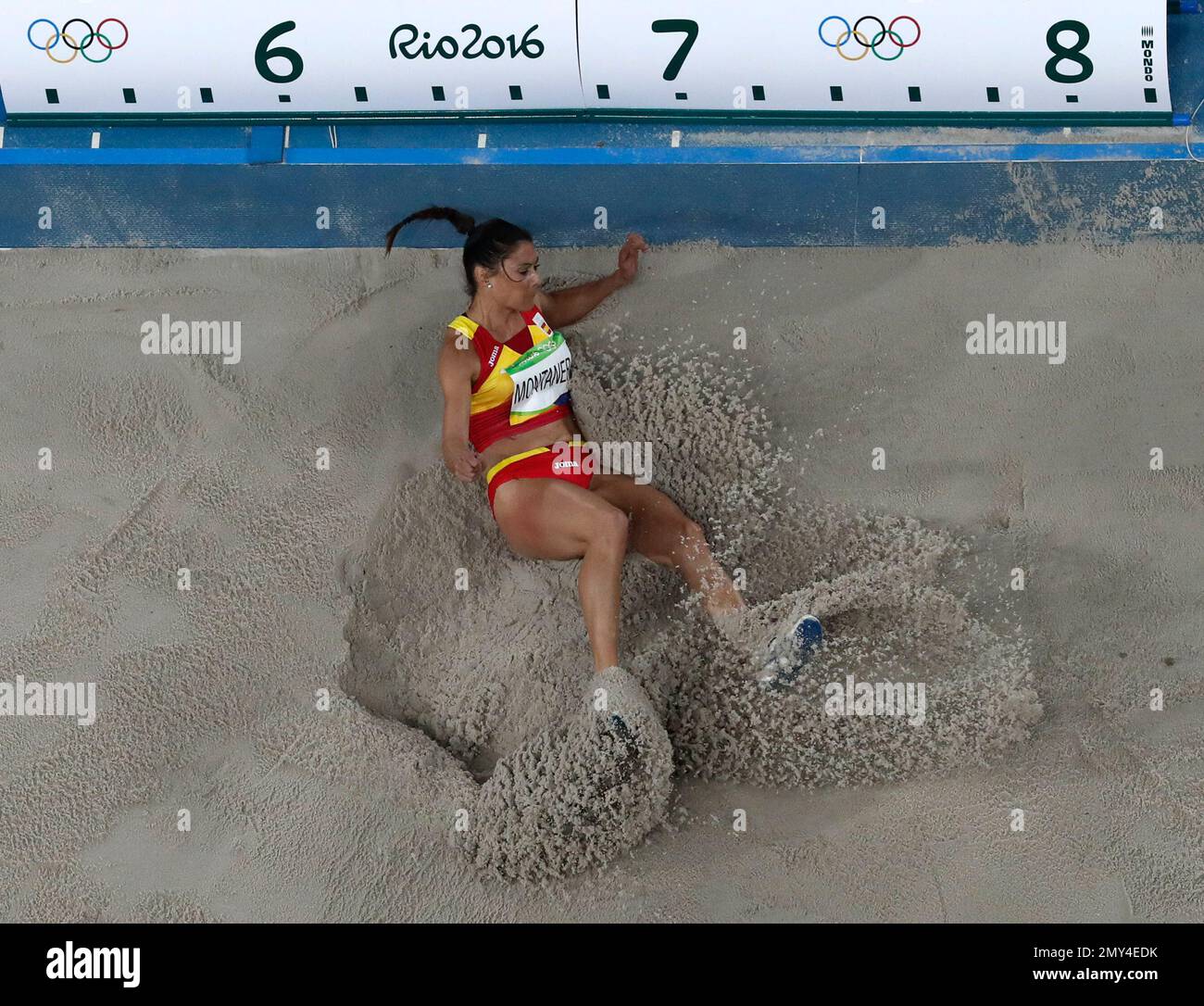Spain's Concepcion Montaner competes in the long jump during the ...