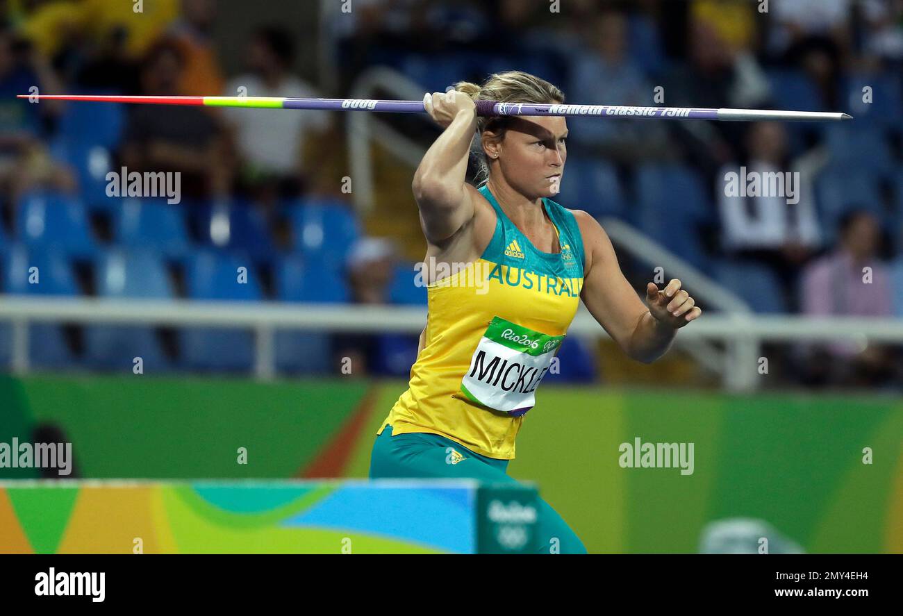 Australia's Kim Mickle makes an attempt in the women's javelin ...