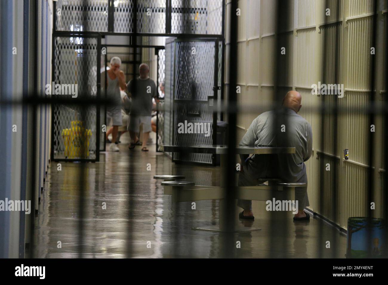 Condemned inmates are seen in the north segregation area of death row ...