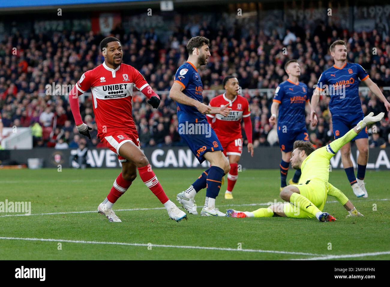 Middlesbrough’s Chuba Akpom scores their sides second goal during the ...
