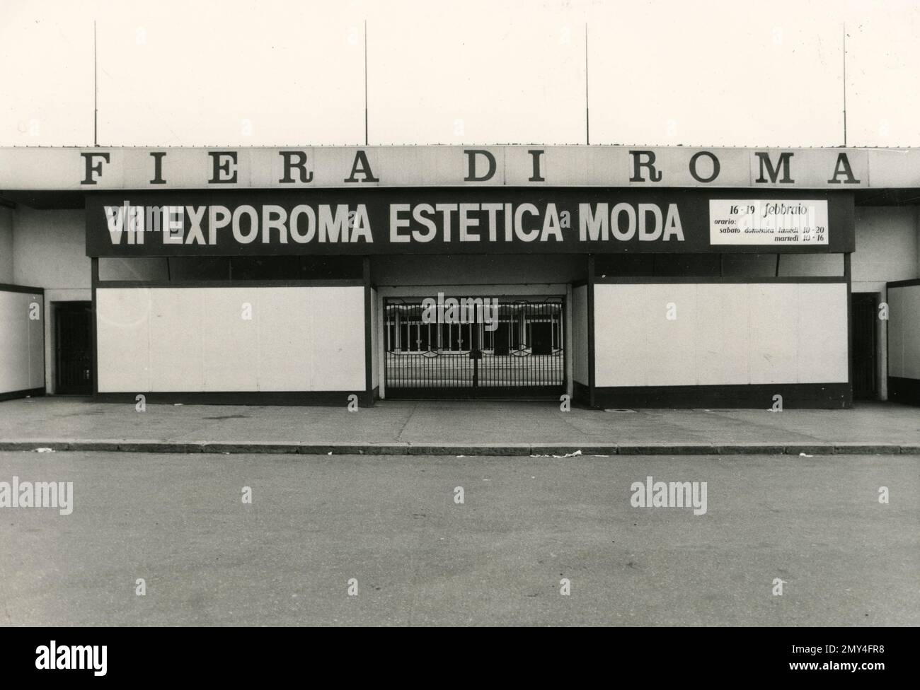 The entrance to the Fair of Rome Fashion Aesthetics, Italy 1970s Stock ...