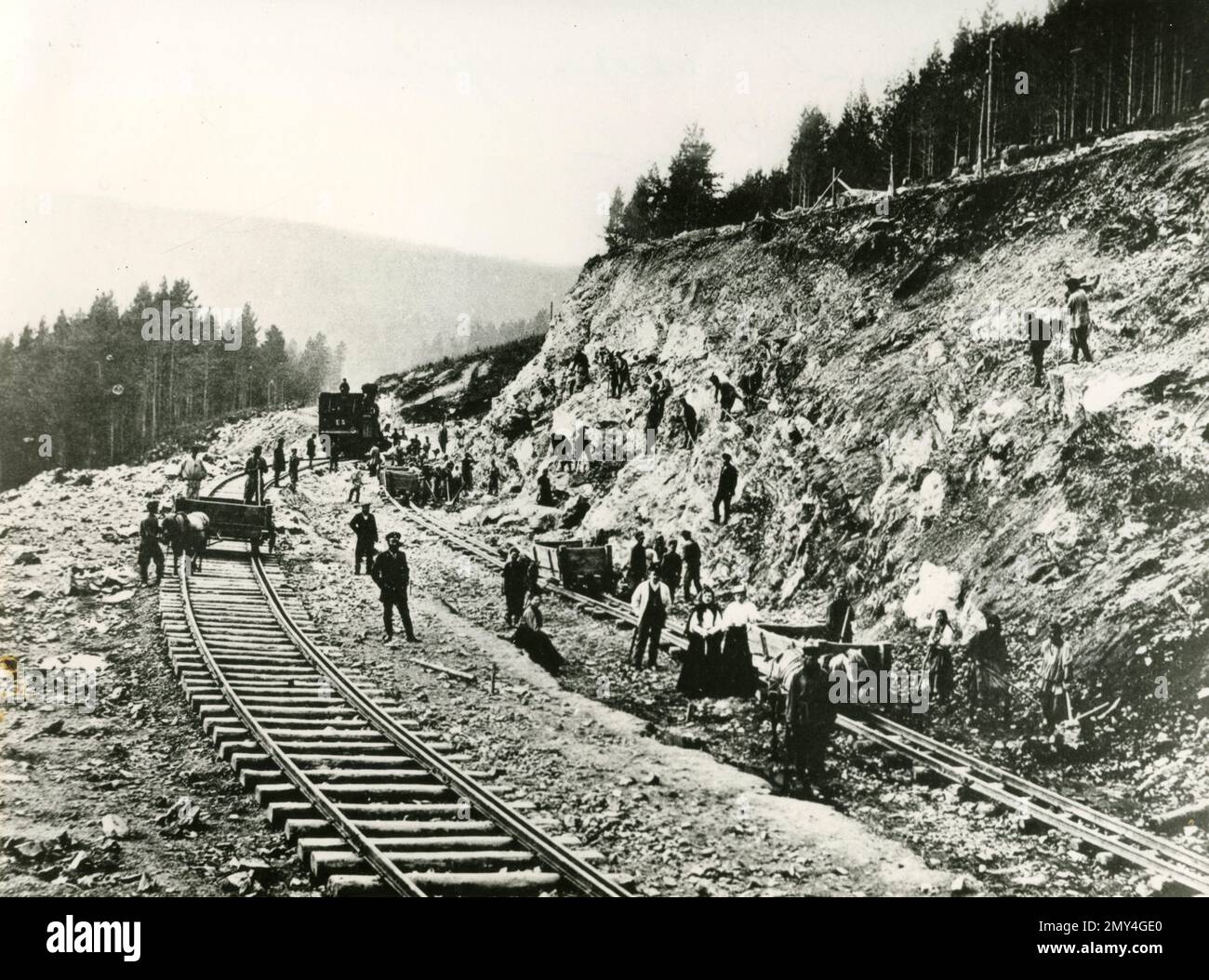 Workers building the Trans-Siberian railway, Russia 1910s Stock Photo ...