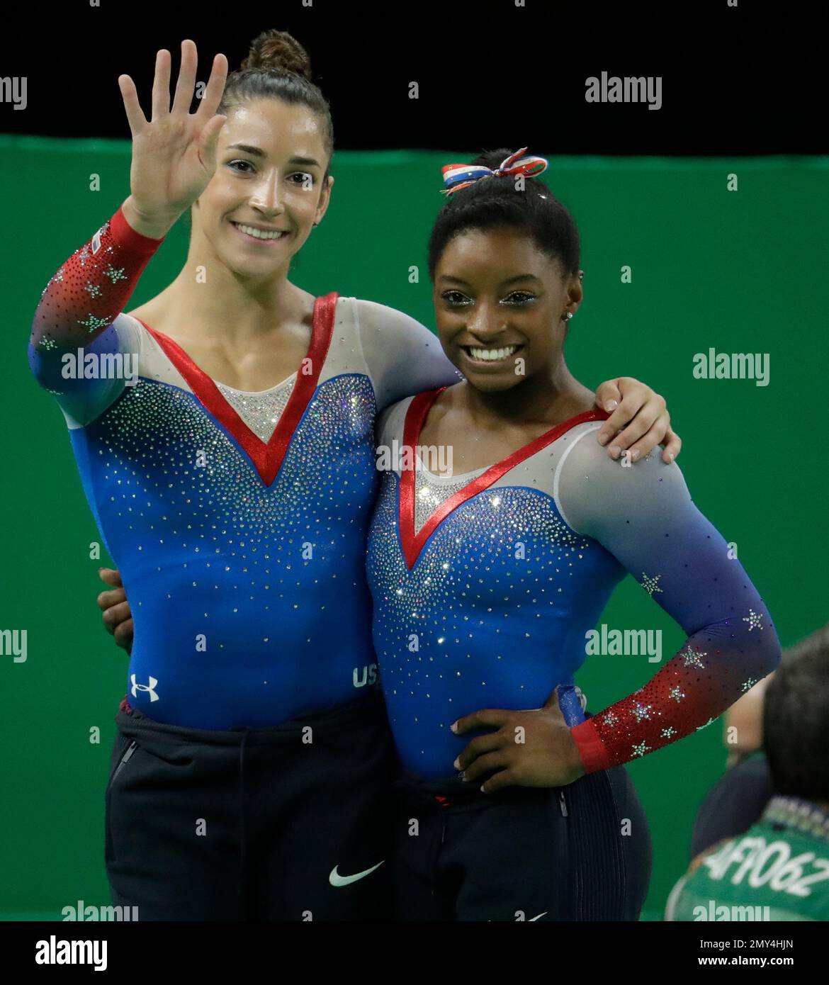 United States' Simone Biles, gold medal winner, and silver medallist ...